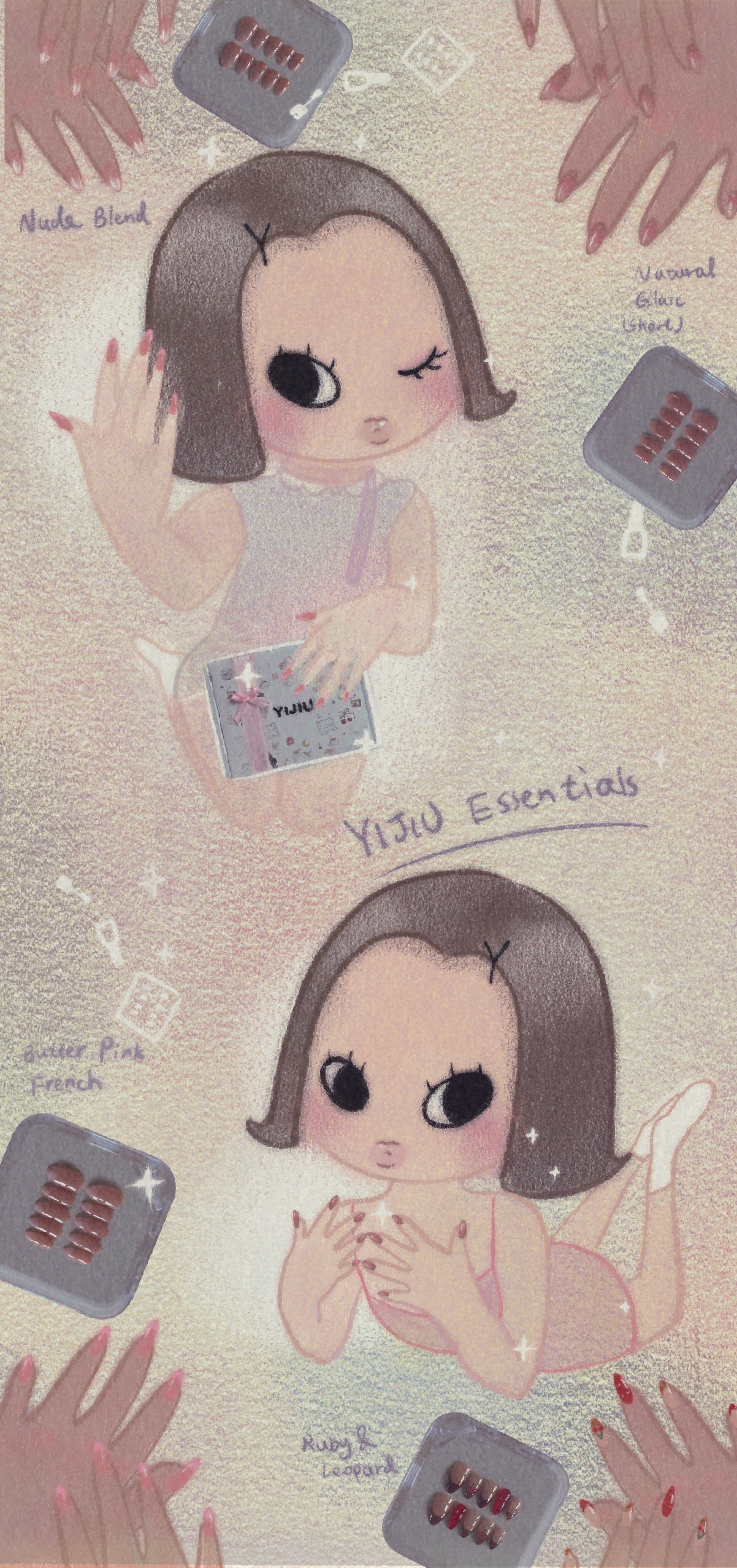 YIJIU – Handmade Press-On Nails – Hand-sculpted Designs